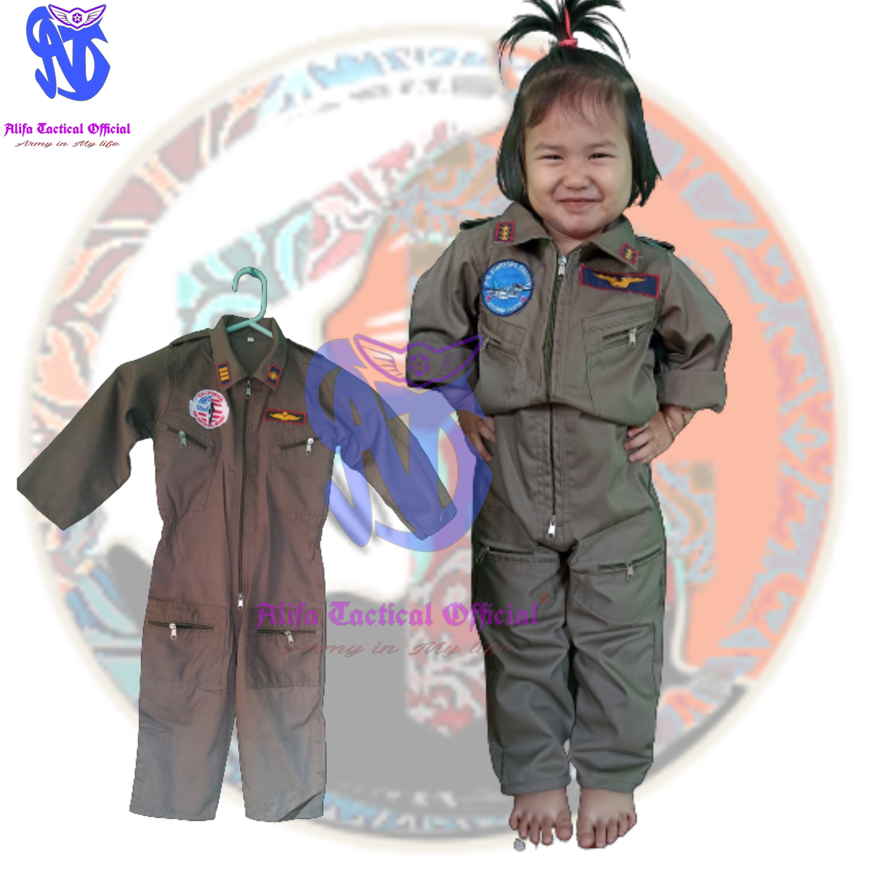 Wearpack Anak Hijau Baju Profesi Pilot Pesawat Tempur Anak Jenis ...