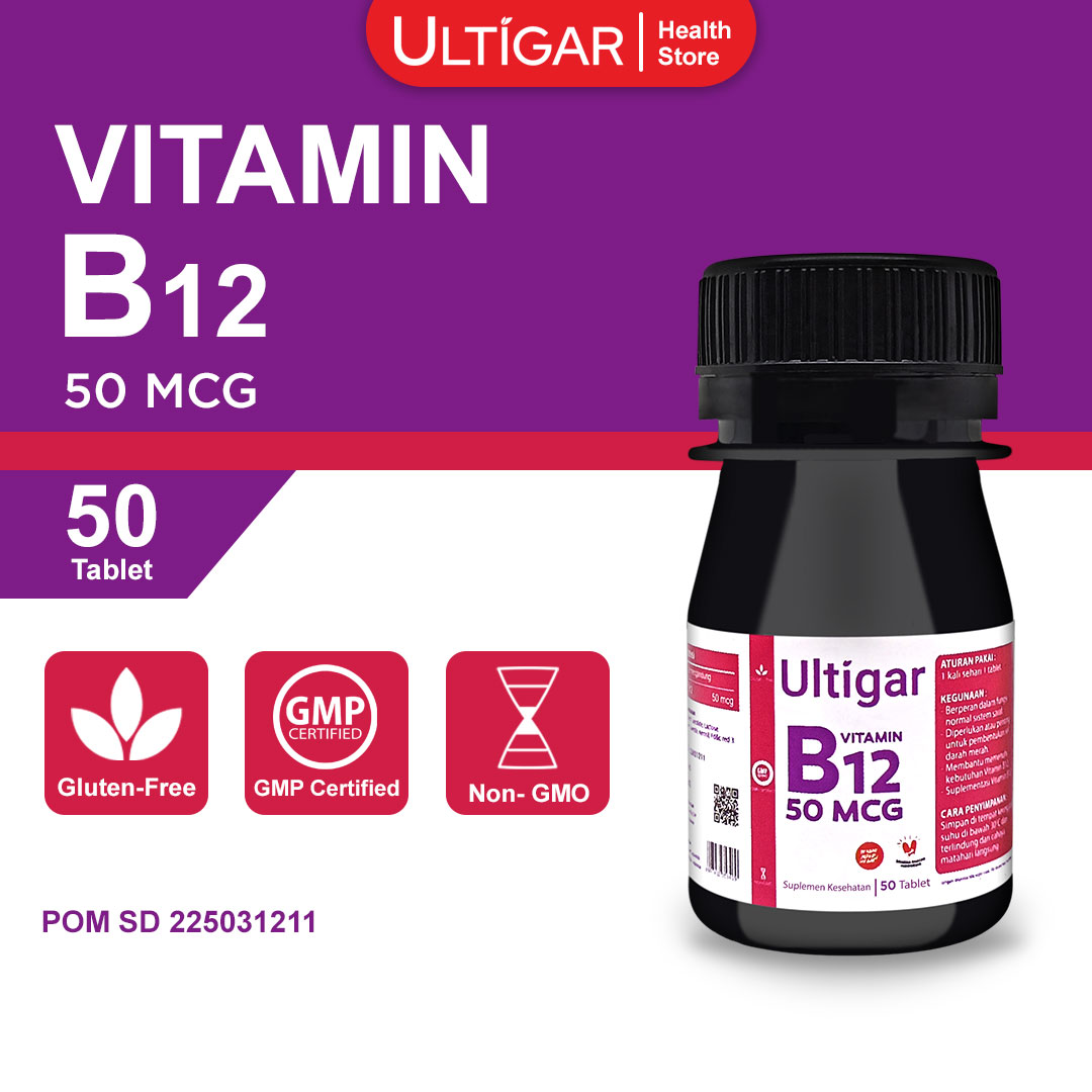 ULTIGAR VITAMIN B12 50 MCG - BOTOL ISI 50 TABLET - SUPLEMEN KESEHATAN ...