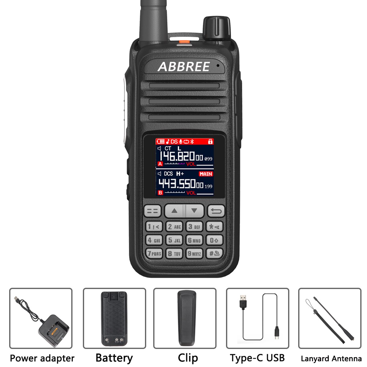 ABBREE AR-730 Full Band Walkie Talkie Airband Wireless Copy Frequency ...