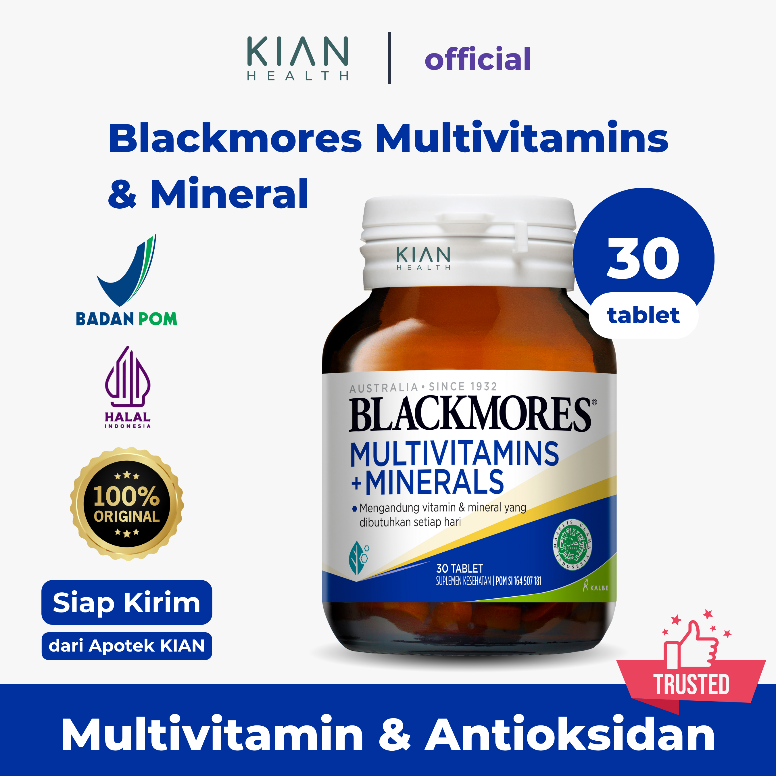Blackmores Multivitamins + Minerals 30 Tablet - BPOM Suplemen Untuk ...