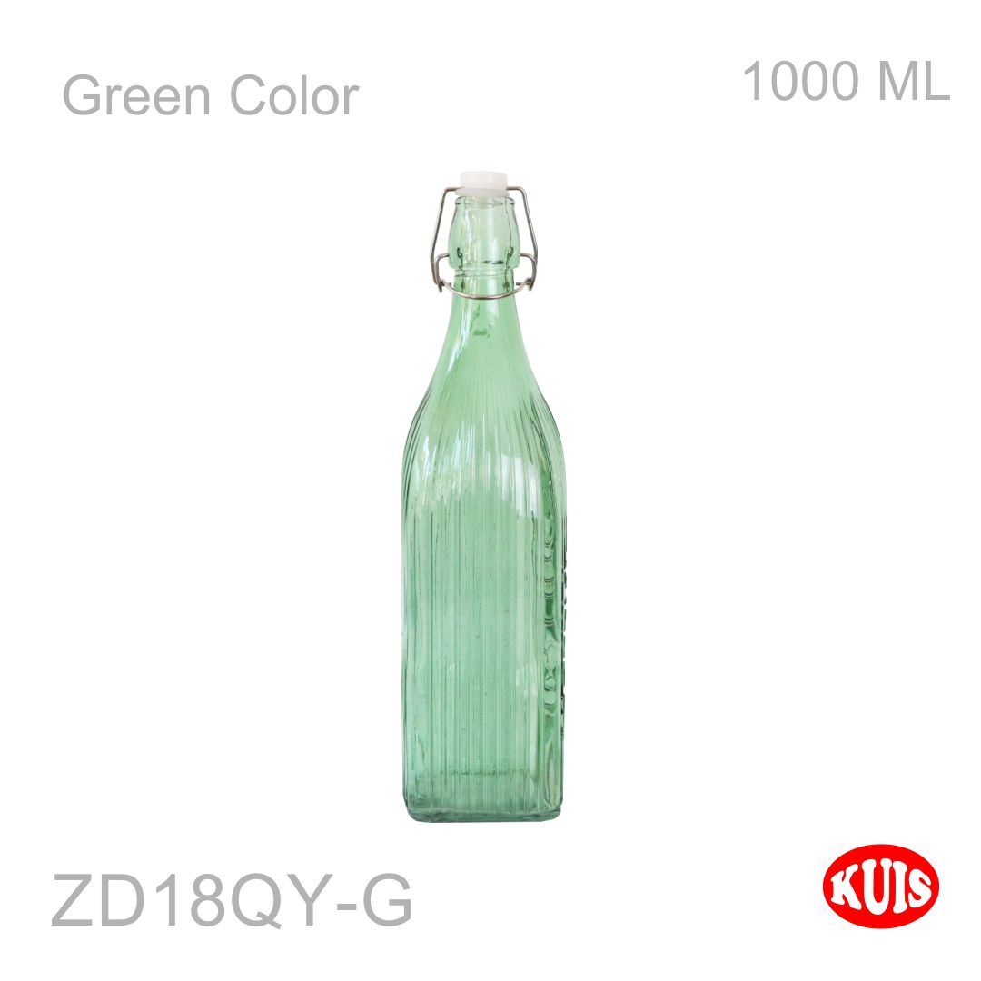 Botol Minum Kaca Premium kedap Udara 1 liter, Stripe Glass Botol 1000 ...