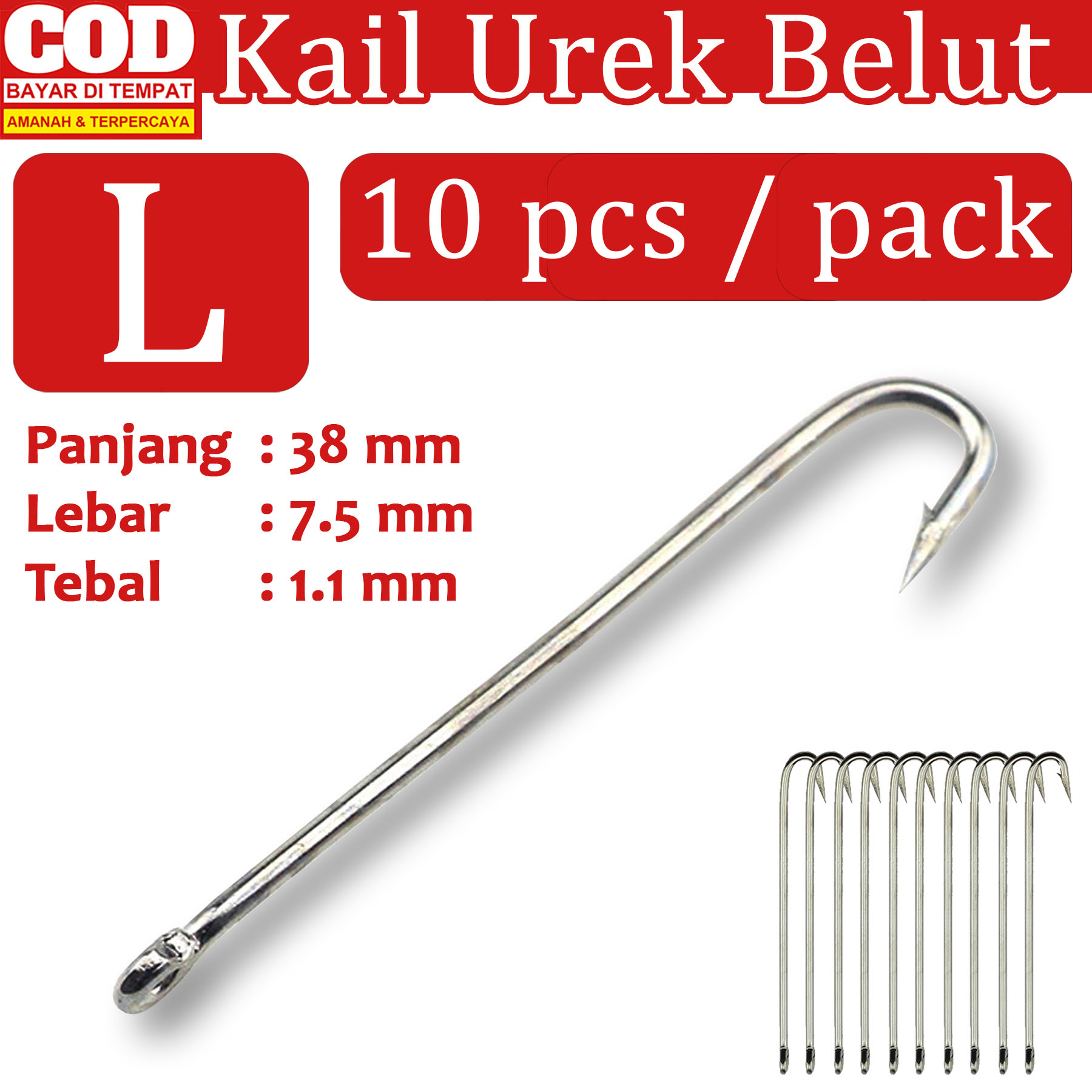 10 Buah Mata Kail Urek Belut Murah Batang Panjang Tajam | Lazada Indonesia