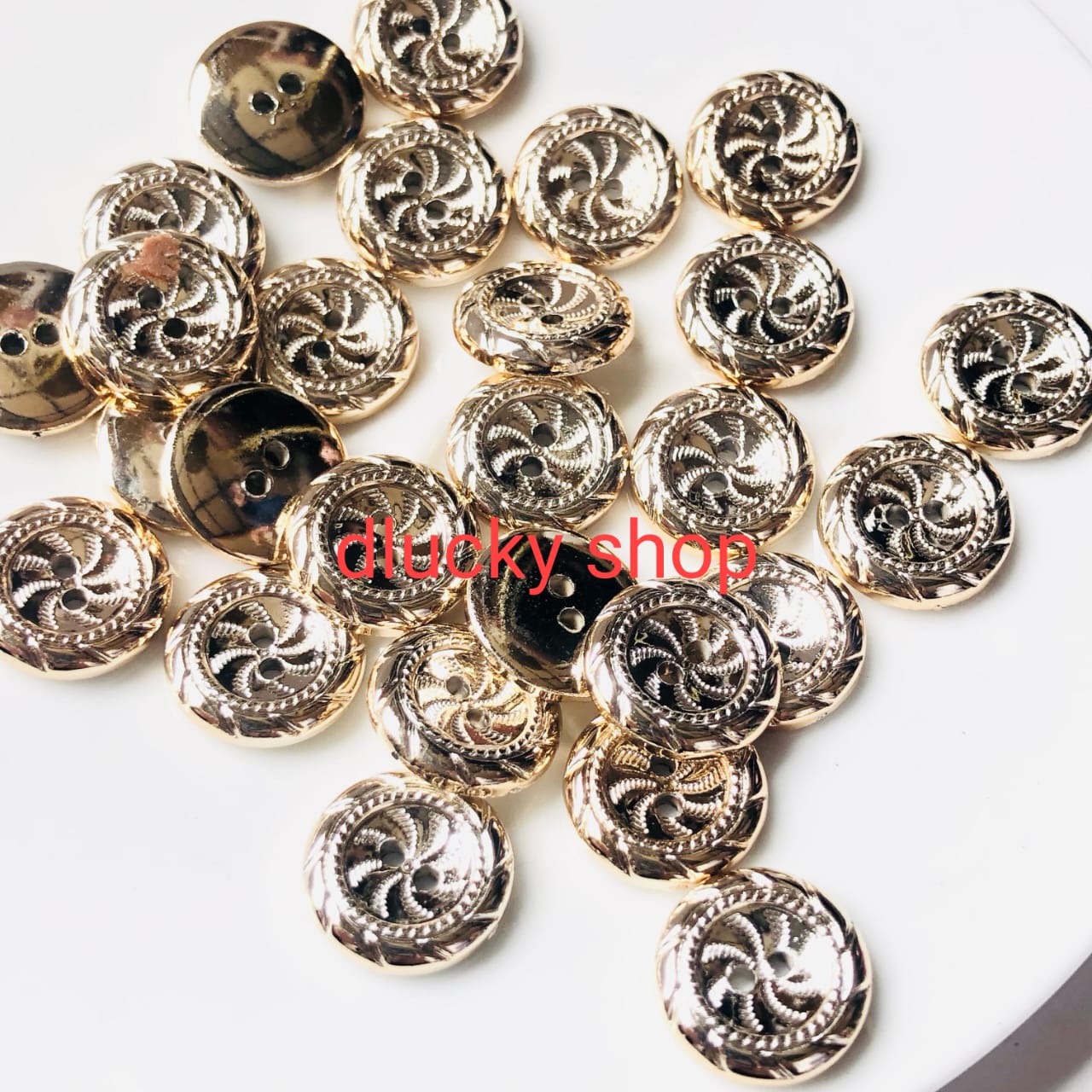 kancing mutiara timbul jahit metalik gold kombinasi ukuran 16mm per 10 ...