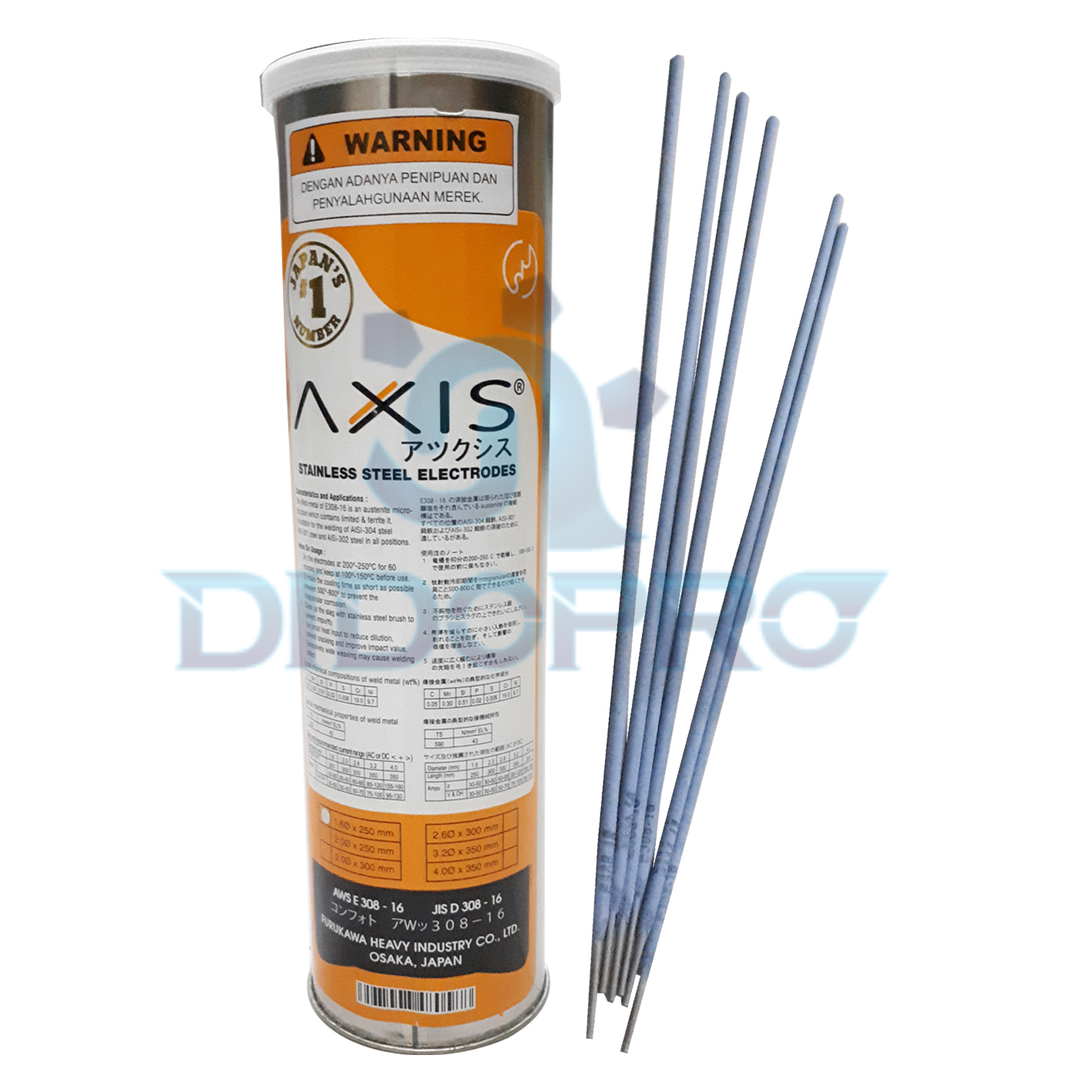 Kawat Las Stainless Steel 2.6mmx300 AXIS Kawat Las Stainless Steel 2.6 ...