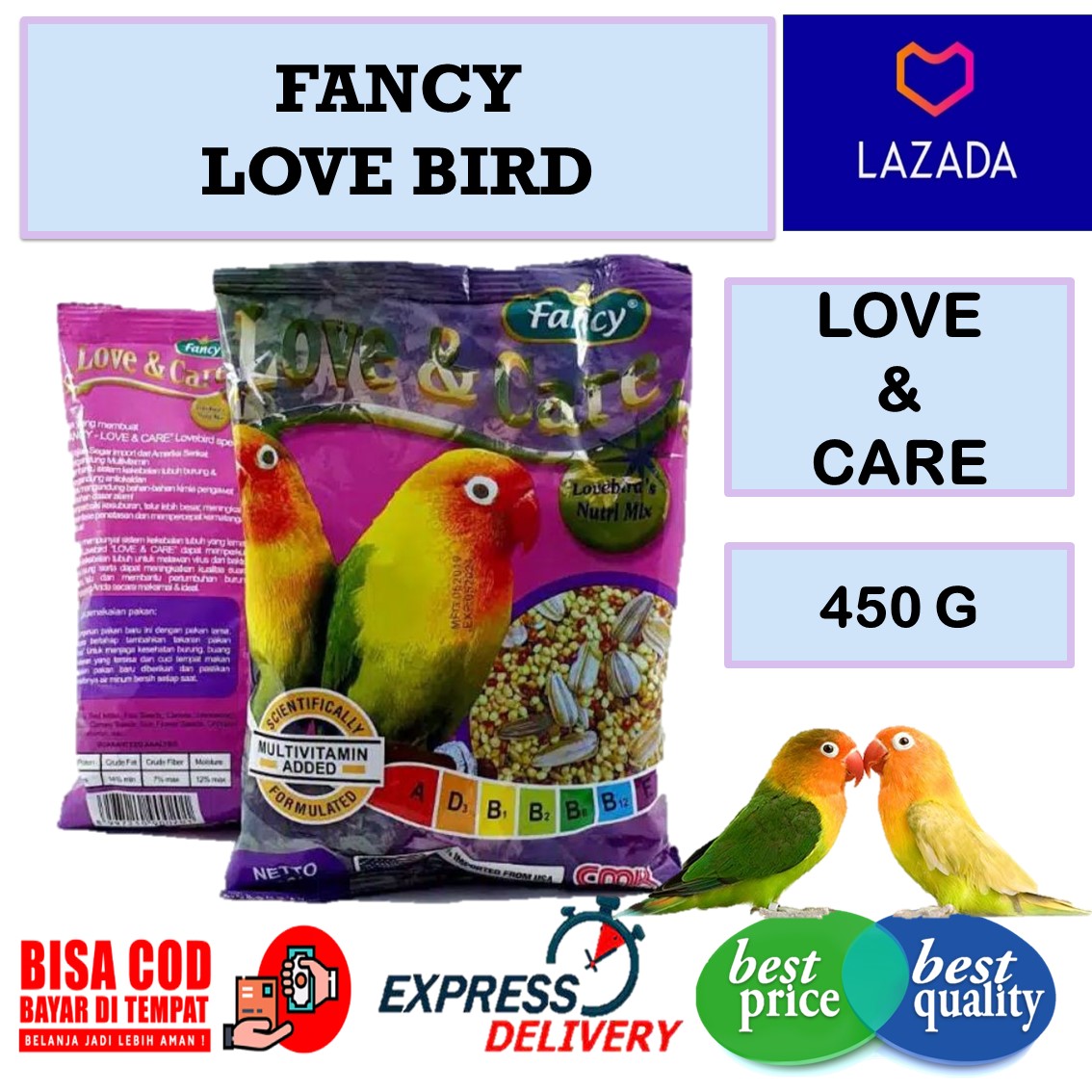 Fancy Love N Care Pakan Burung Lovebird Milet Campur Multi Vitamin ...