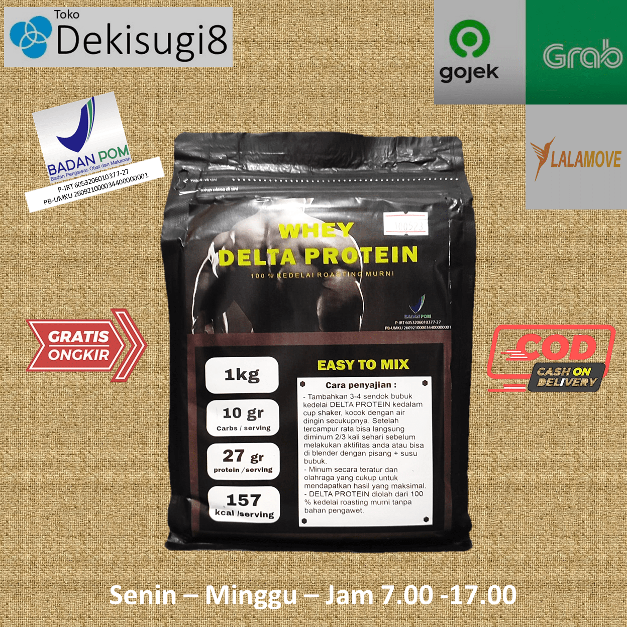 WHEY PROTEIN DELTA PROTEIN BUBUK KEDELAI PROTEIN 1000 gram 1kg | Lazada ...