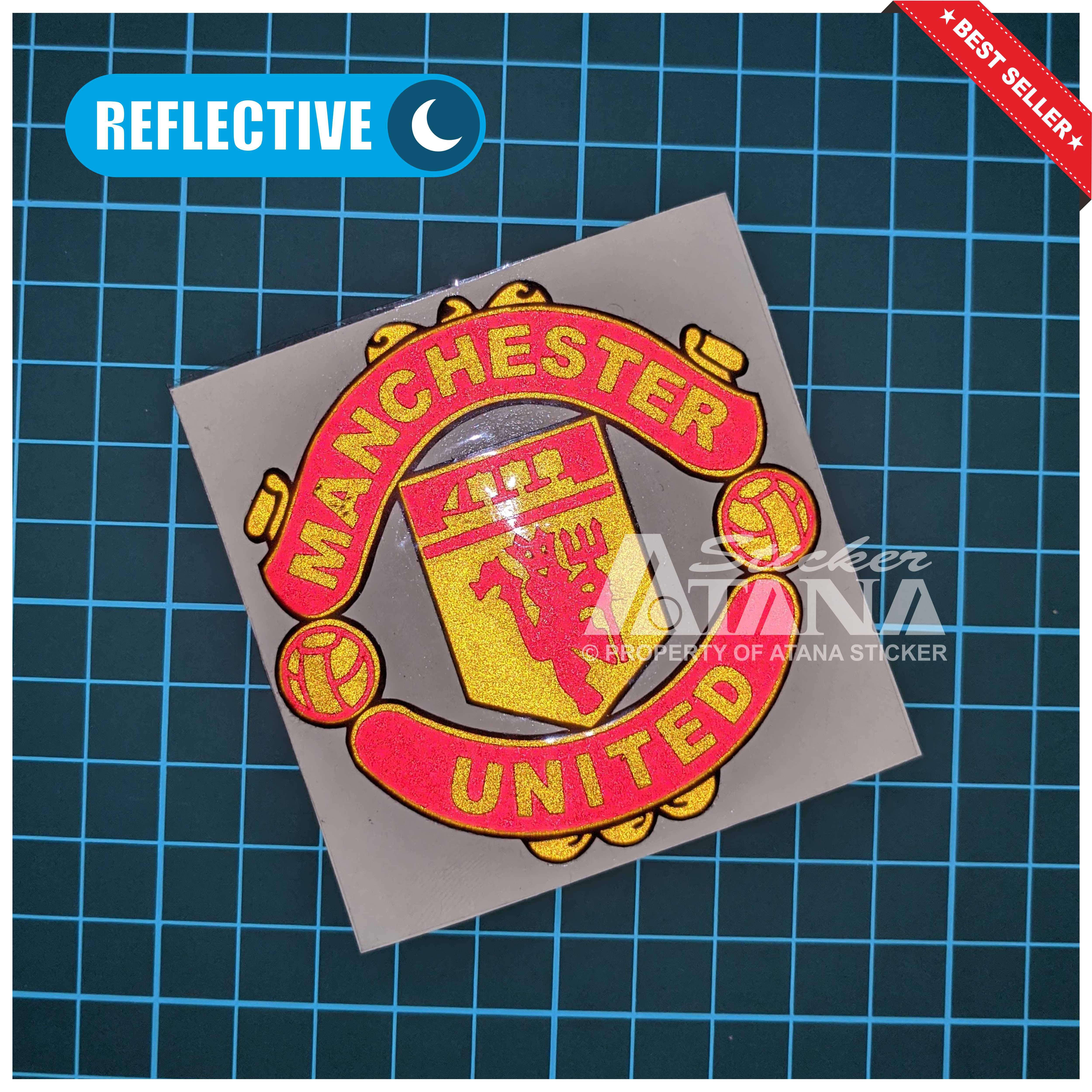 Stiker Cutting Bola Manchester United Sticker Emblem Mu Man Utd Setan