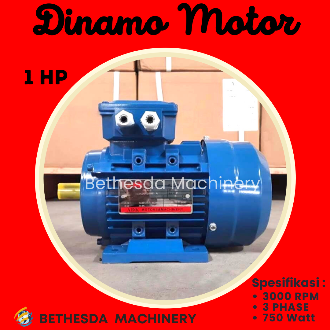 Electric motor Dinamo 1Hp mesin penggerak 3phase 0,75 kw RPM 3000 ...