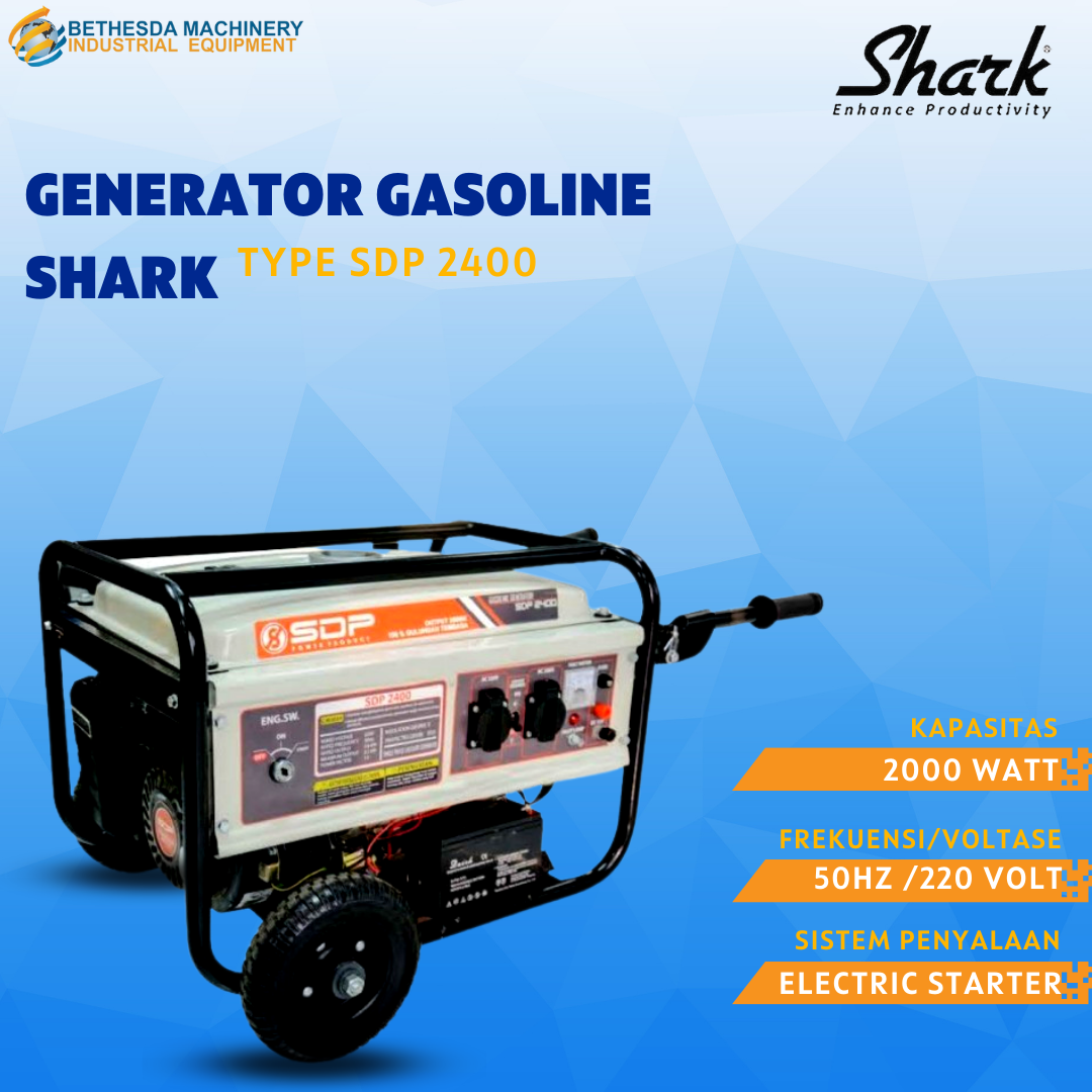 Mesin genset mini portable 2000 Watt - Generator Shark 2400 2Kw Bensin ...