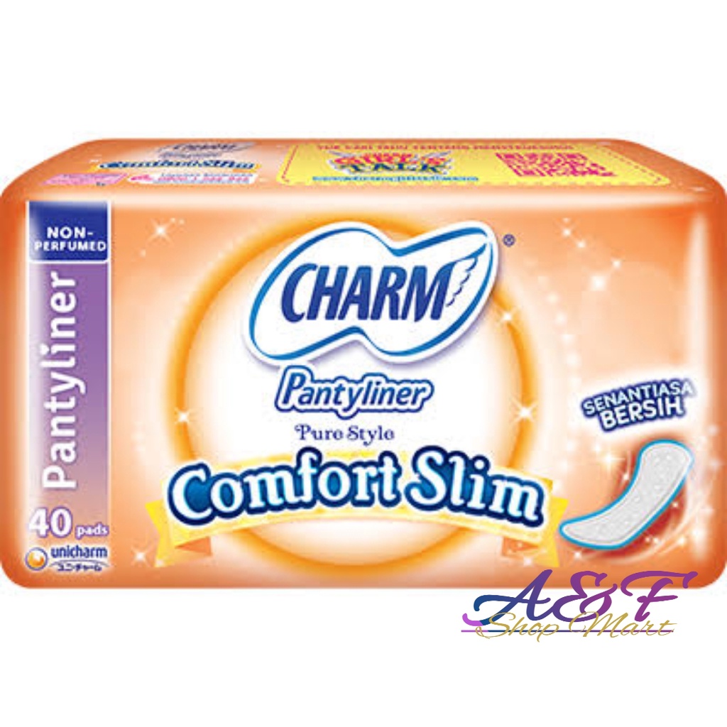 Charm Pantyliner Comfort Slim Non Perfumed 40 pads - Pantyliner Pure ...