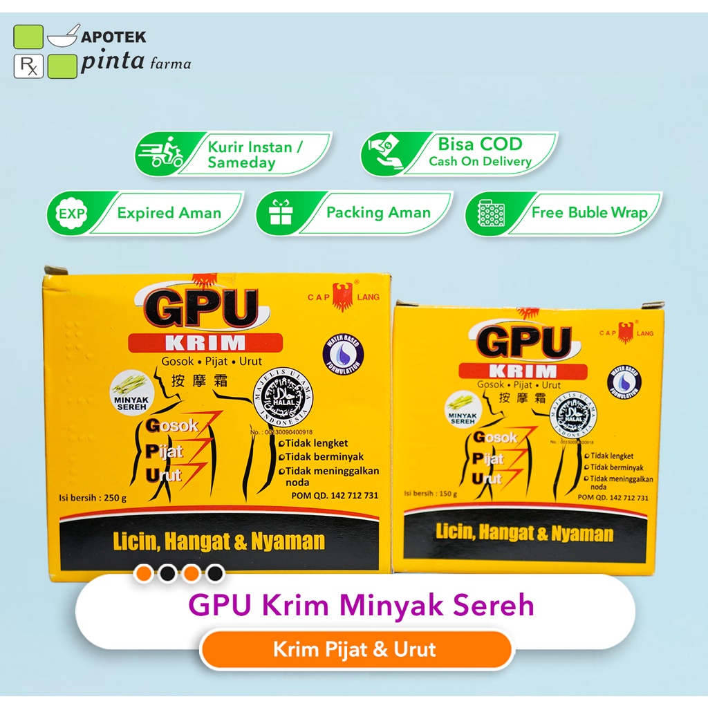 Gpu Cream Minyak Sereh Krim Pijat Dan Urut | Lazada Indonesia