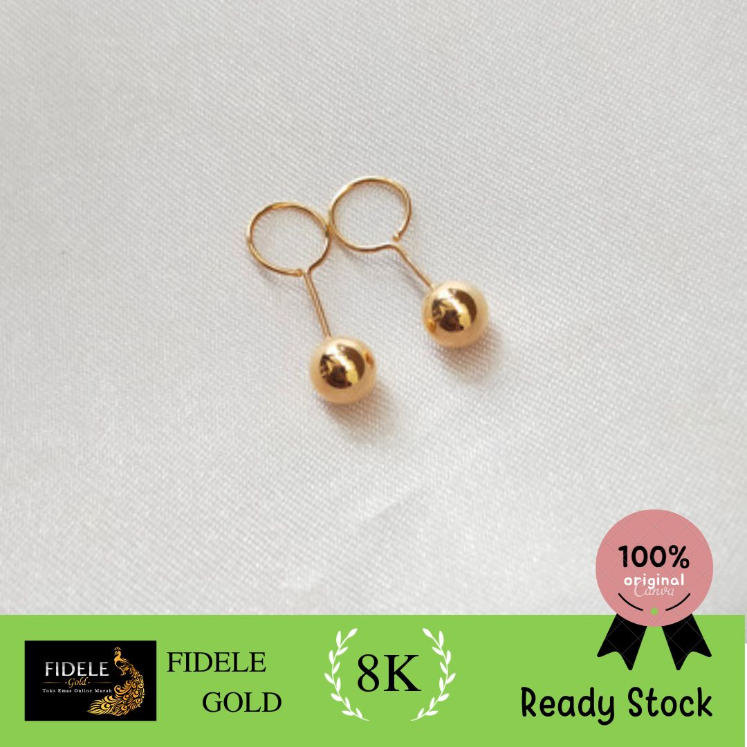 Anting Toge Bola Kilap Anting Emas Fashion Ringan 0,5 gram Emas Asli 375 | Lazada Indonesia