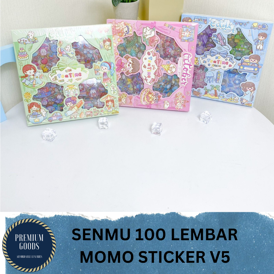 V5 STICKER AESTHETIC CEWEK MOMO SENMU ISI 100 LEMBAR BOX STICKER UNIK ...