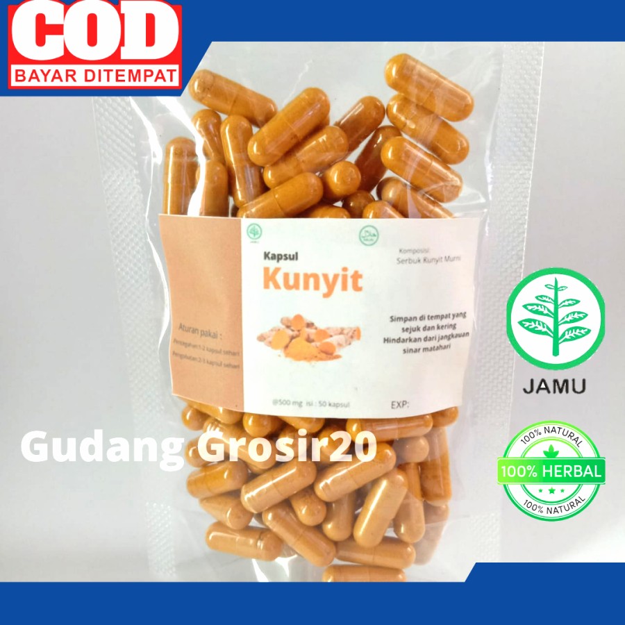 Kapsul Kunyit Kuning Atau Kunir Isi 100 Herbal Alami Antibiotik ...
