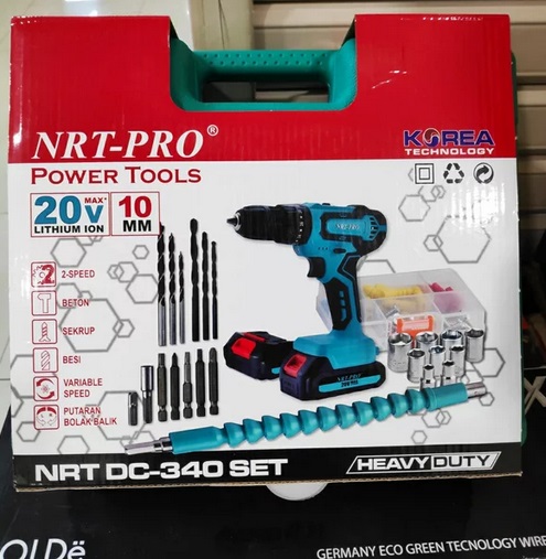 NRT-PRO Mesin Bor Baterai Cordless Drill NRT PRO DC-340 Set 10mm 20V ...
