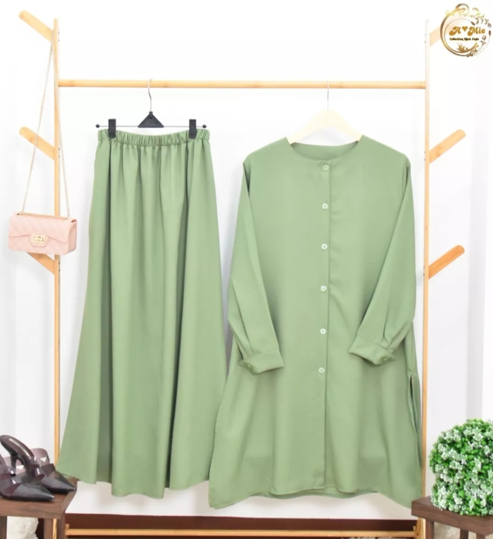 SET ROK TUNIK CRINKEL AIRFLOW / SETELAN ROK LONG TERBARU / ONE SET ROK ...
