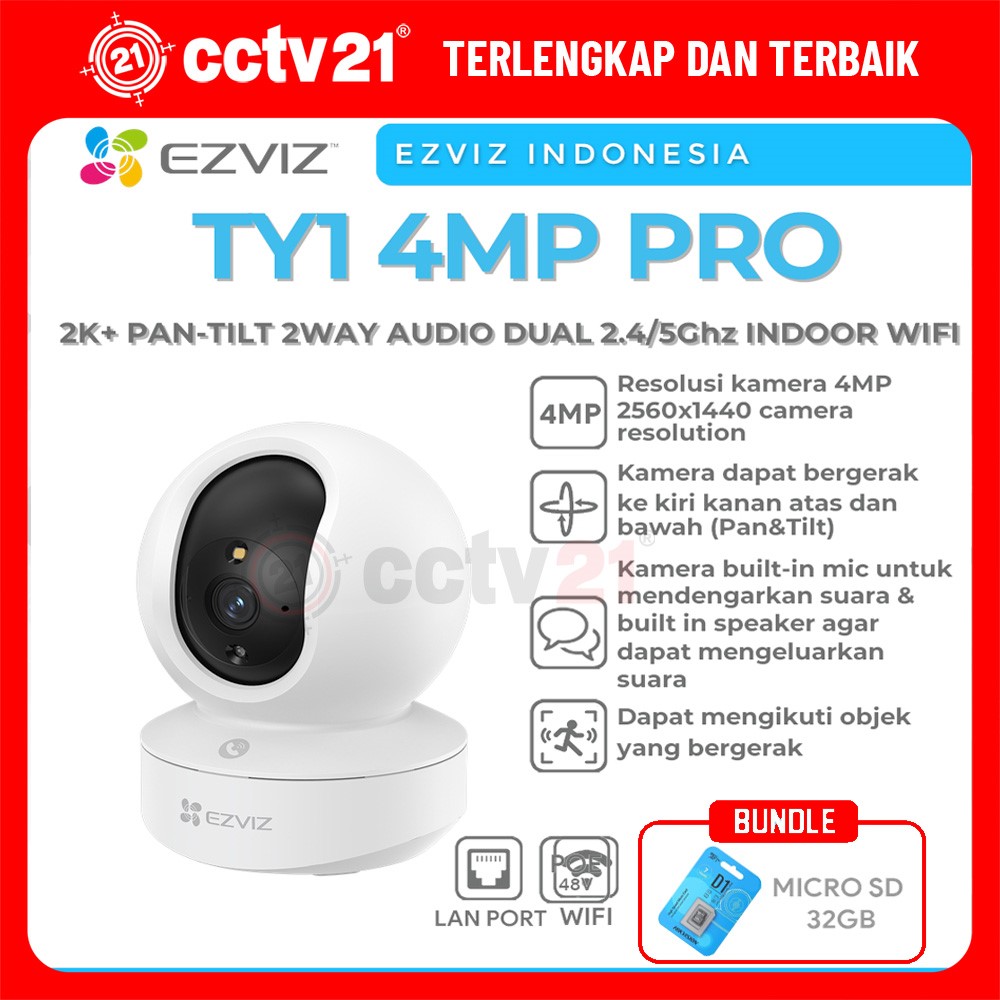 Ezviz TY1 Pro 4MP 2K+ Smart Home Wifi Pan Tilt IP Camera CCTV Indoor ...