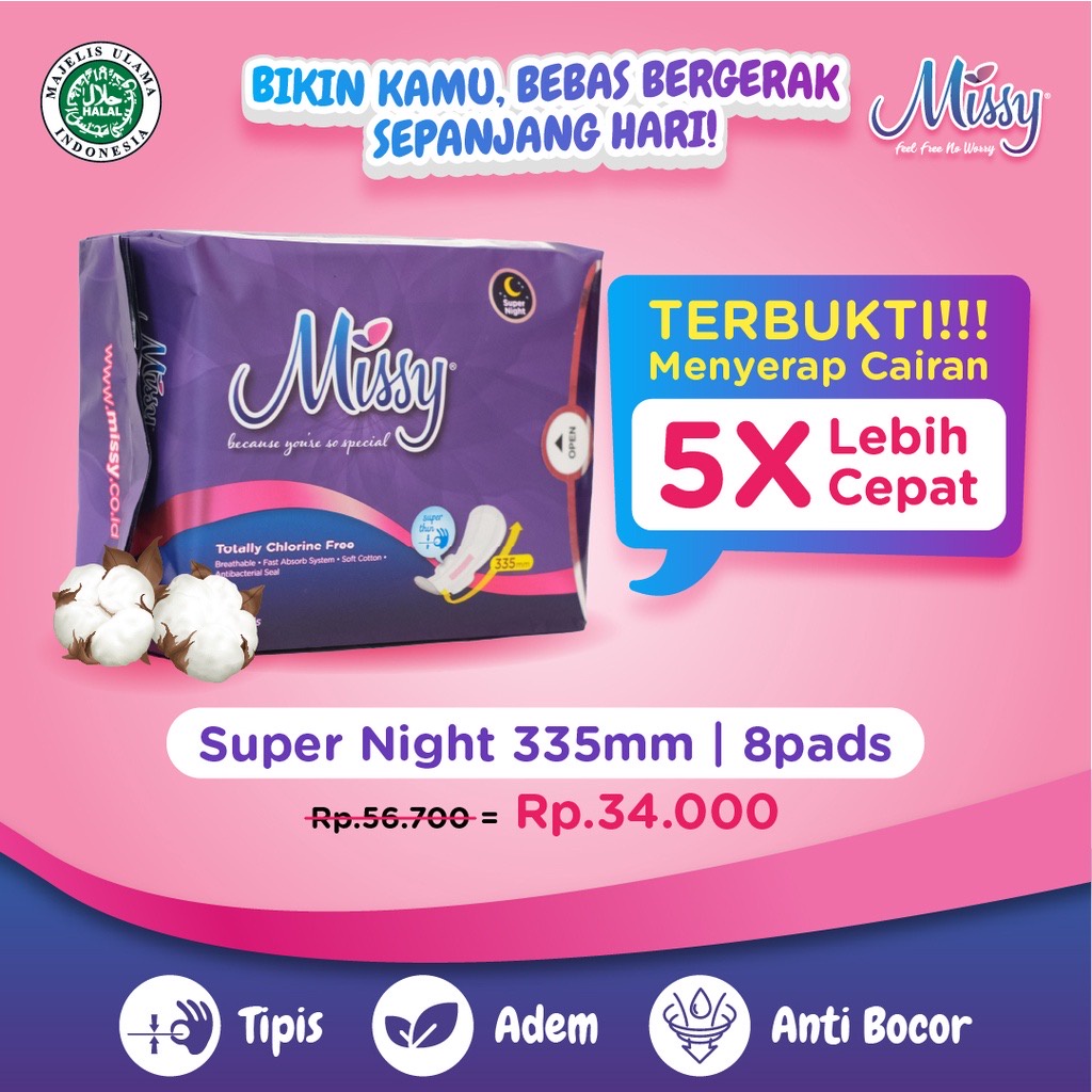 PEMBALUT WANITA / PEMBALUT MISSY / MISSY PANTYLINER / MISSY MINI / MISSY DAY / MISSY NIGHT ...