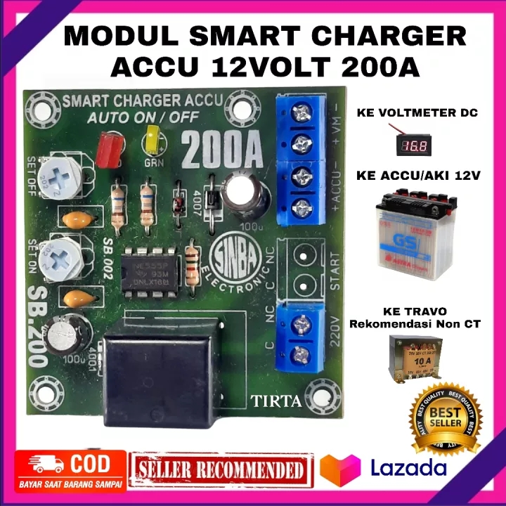 KIT Modul Otomatis Smart Charger Aki Cas Accu Pintar 200A | Lazada ...