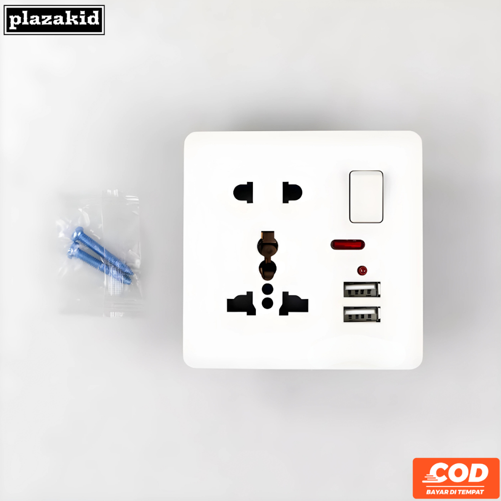 Stop Kontak Universal Colokan Listrik Dinding Universal UK EU US 2 Port ...
