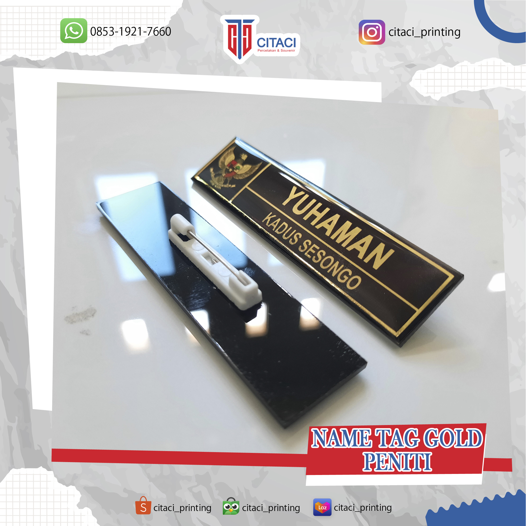 NAME TAG GOLD dan SILVER, NAMA DADA, BED NAMA, PAPAN NAMA (PENITI ...