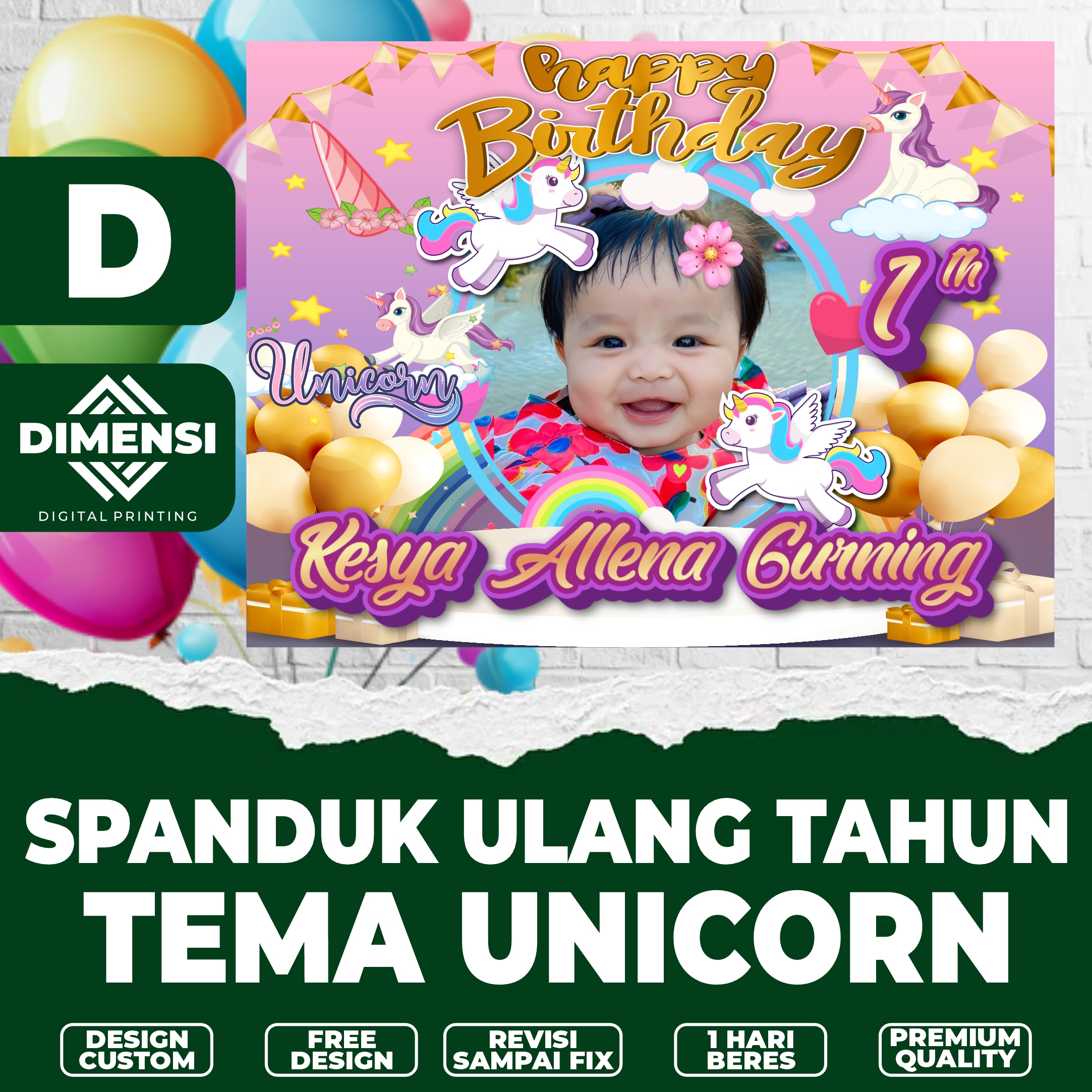 Spanduk Ulang Tahun Unicorn Banner Ulang Tahun Unicorn Spanduk