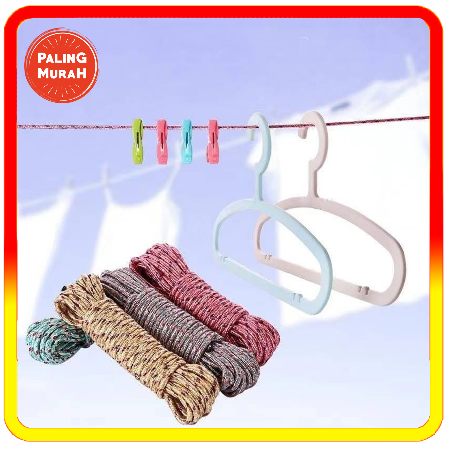 Tali Jemuran Baju Nylon 10m Anti Slip Ikat Tambang Kemah Camping Nilon ...