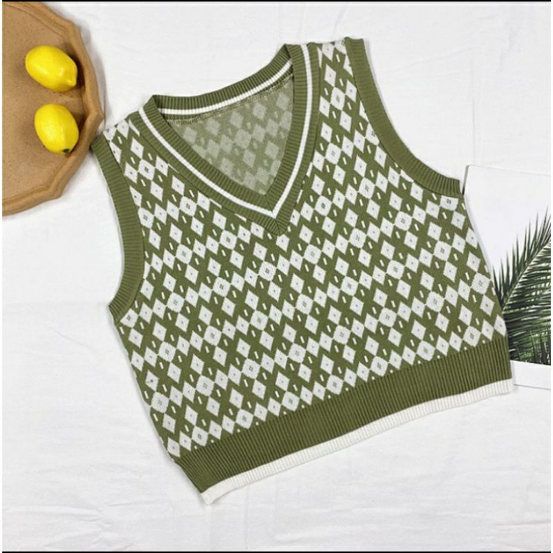 VEST RAJUT ROMPI MOTIF BATIK LEMBUT| VINTAGE| BARANDAD 7 GATE | Lazada ...