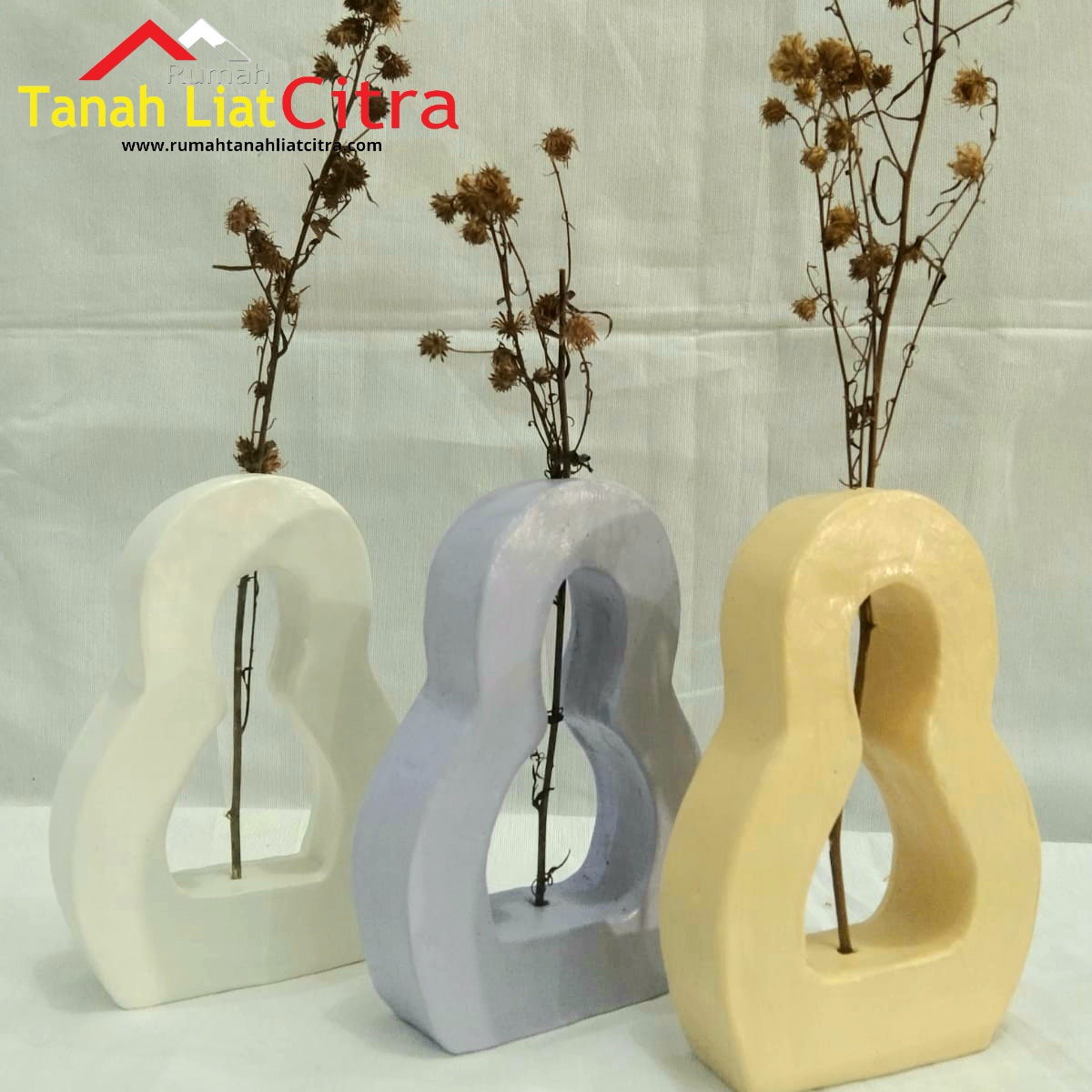 VAS BUNGA AESTHETIC MINIMALIS (8) DEKORASI RUMAH DARI TANAH LIAT BENTUK ...