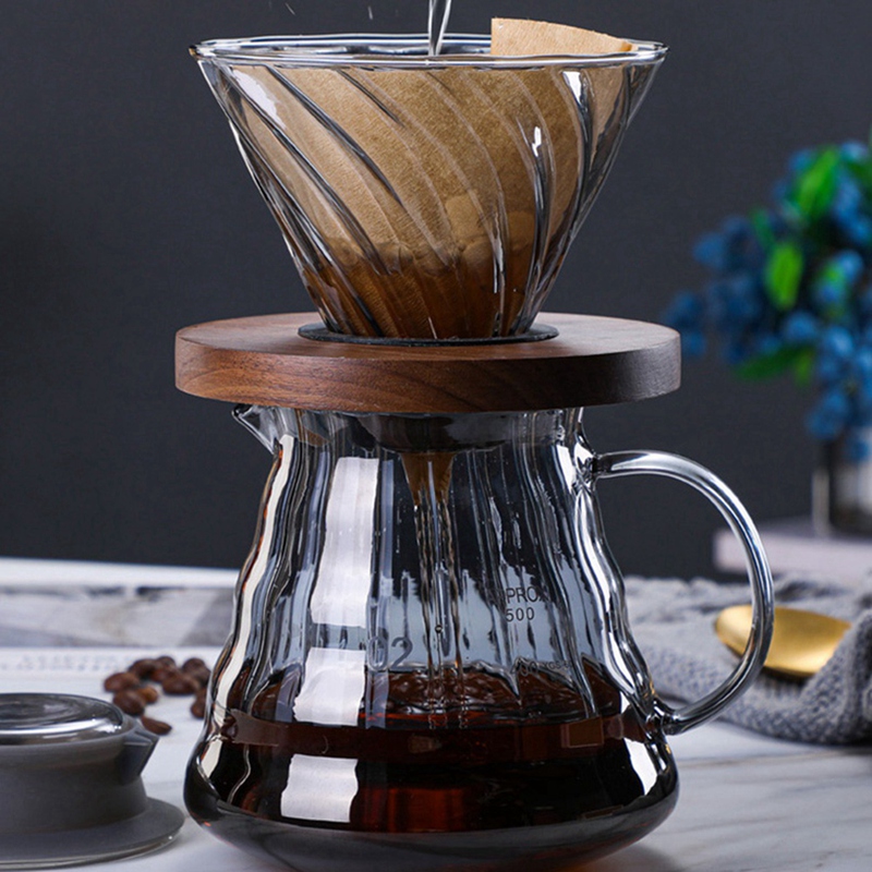 Pour over Coffee Set V60 Dripper 500Ml Coffee Server Glass Funnel Drip ...