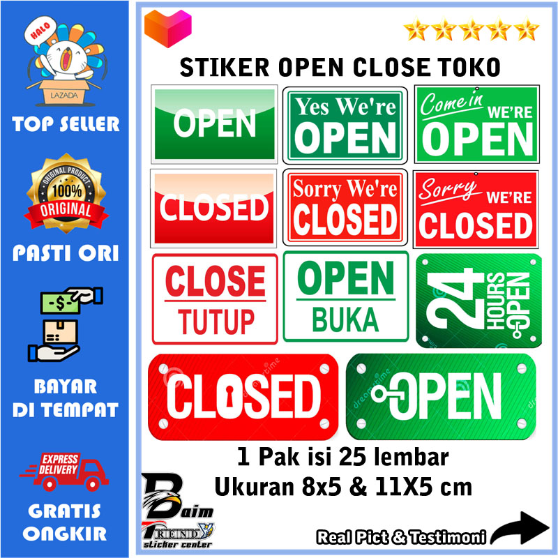 Sticker Open Close Toko Warung Rumah Konter Stiker Dekorasi Tempelan ...