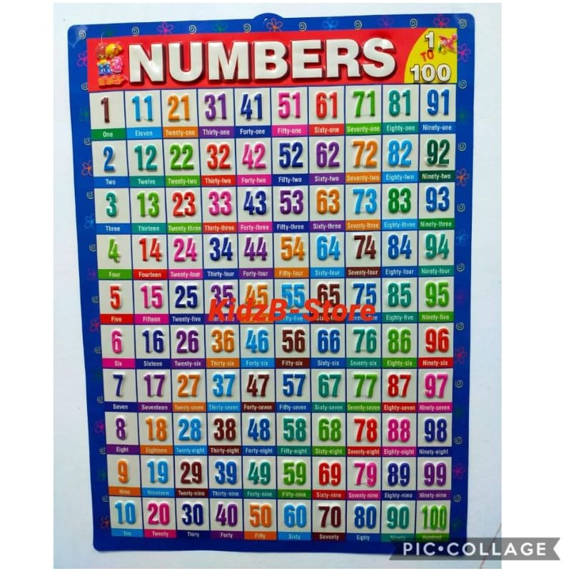 Poster timbul NUMBERS | ANGKA 1 - 100 edukasi anak bahan plastik ...