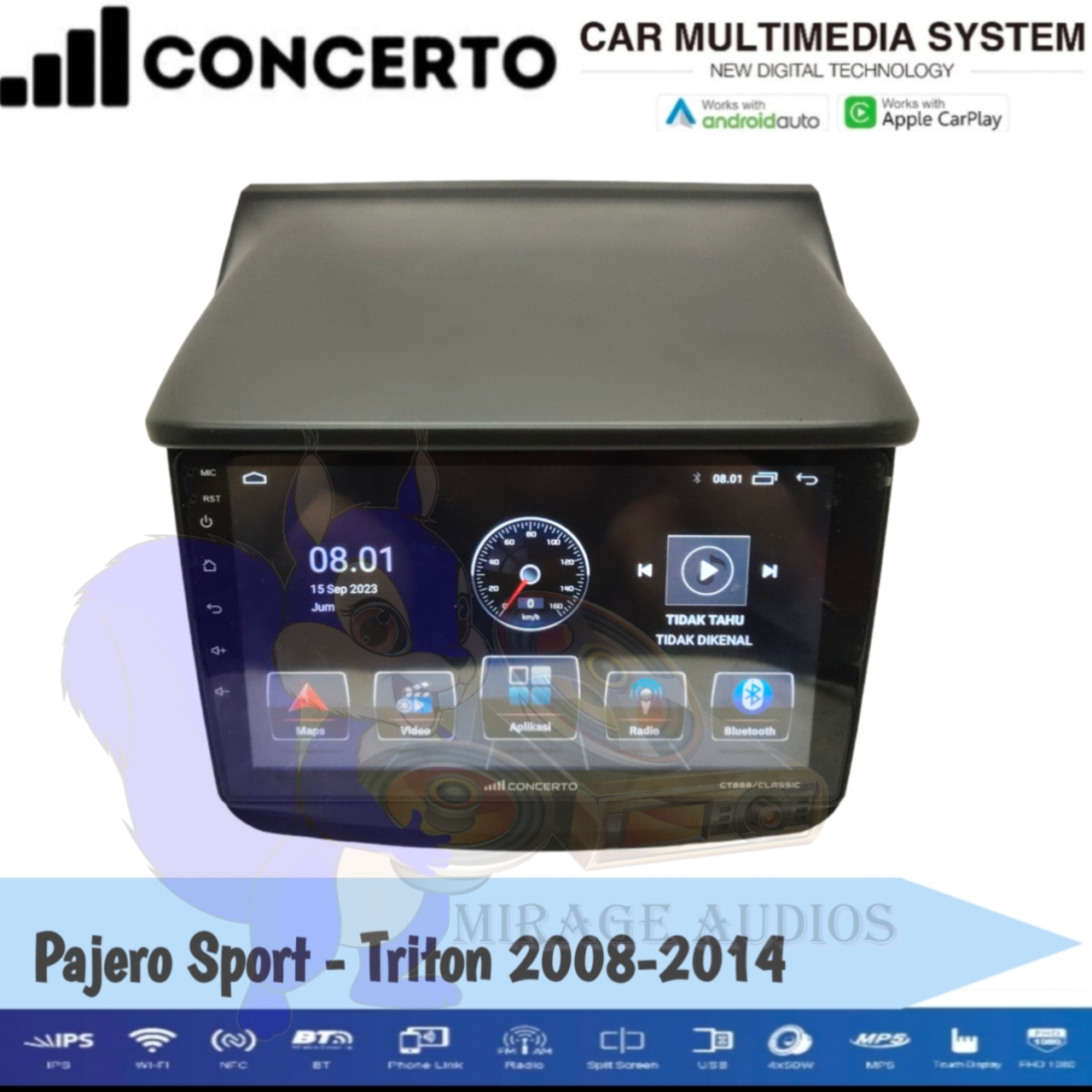 Head Unit Android Concerto For Pajero Sport - Triton 2008-2014 9 inch ...