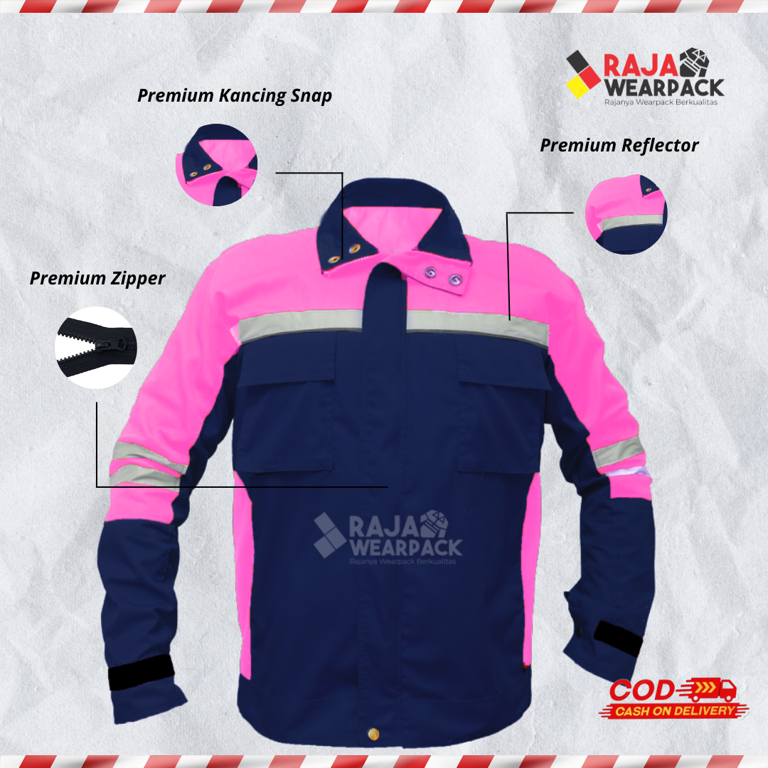 Wearpack Safety Proyek Lengan Panjang Semi Jaket Atasan Warna Biru ...