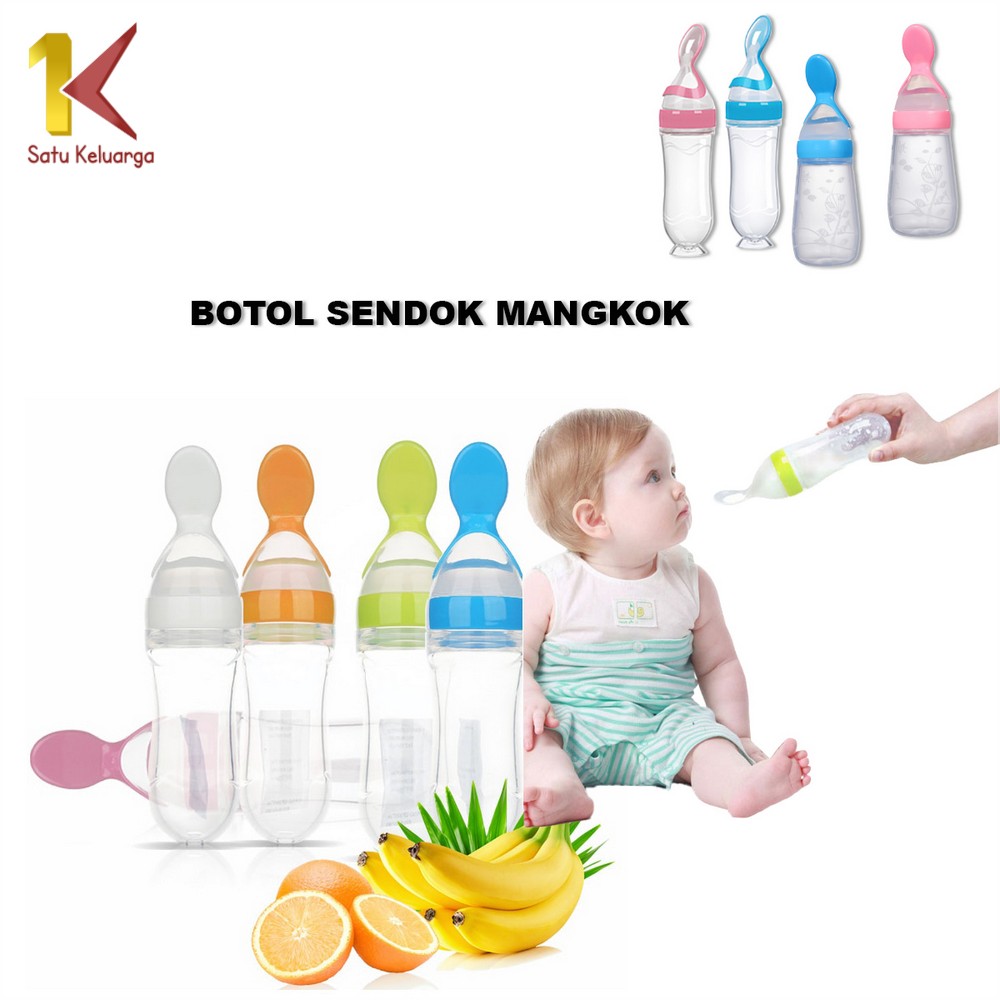 Satu Keluarga Botol Sendok Makan C49-50 Bayi Botol Susu Dot Sendok Bubur MPASI Baby Spoon Feeder ...