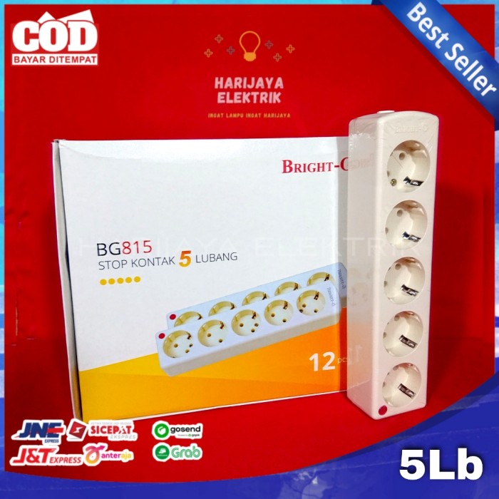 BRIGHT-G STOP KONTAK ARDE 5 LUBANG BG815 LED INDIKATOR COLOKAN LISTRIK ...