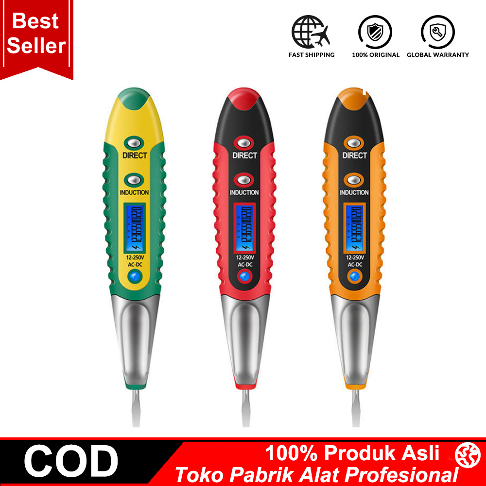 Obeng Tespen Test pen AC DC LCD Digital Display Voltage Test Pen ...