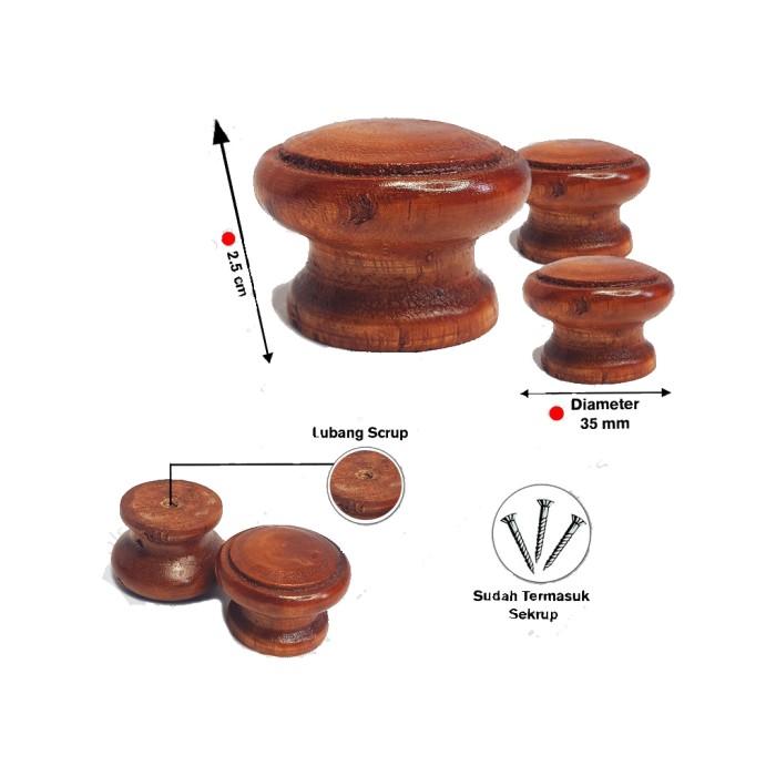 Handle/Tarikan Knob Kayu Knop Kayu Plus Sekrup | Lazada Indonesia