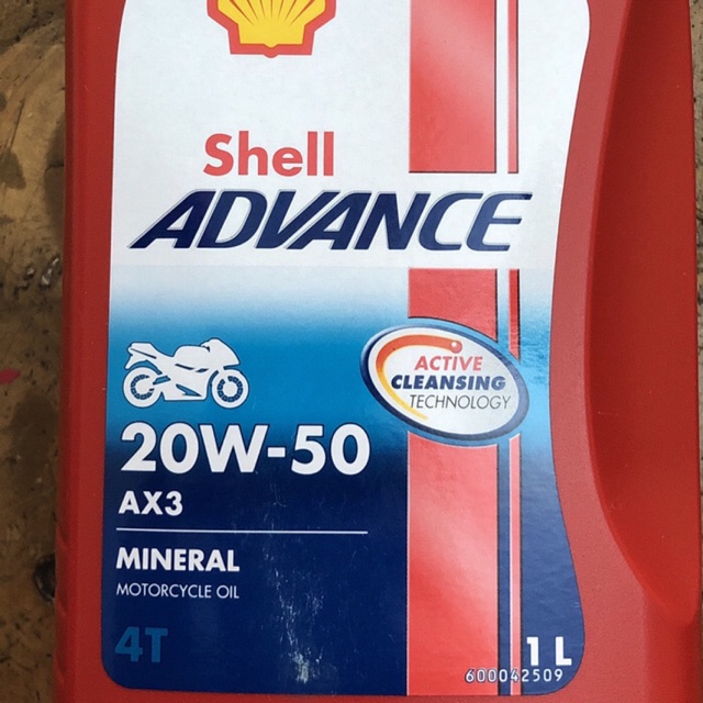 OLI MESIN MOTOR 4T SHELL ADVANCE AX3 1 LITER 20W50 ORIGINAL | Lazada ...