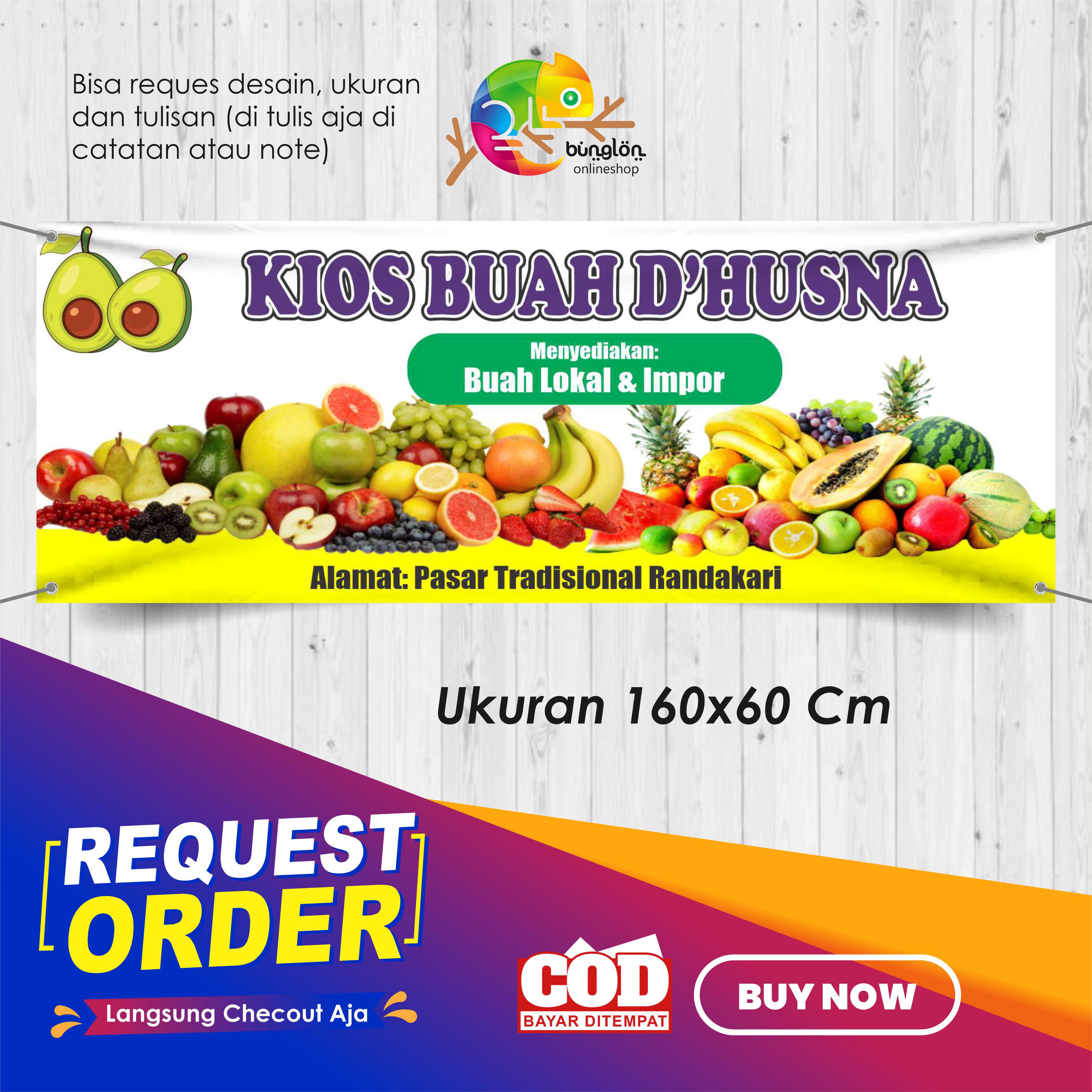 Spanduk Banner 160x60 Kios Buah Putih Custom | Lazada Indonesia