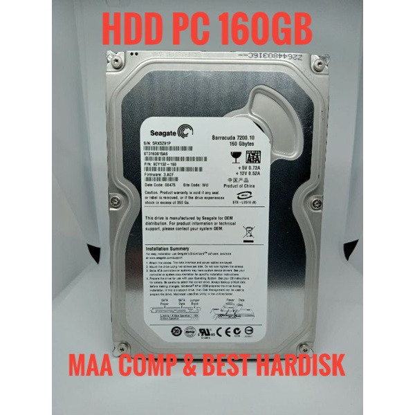 Hardisk internal PC 160gb 120gb Sgt putih Rpm 7200 Garansi 1th HDD PC ...