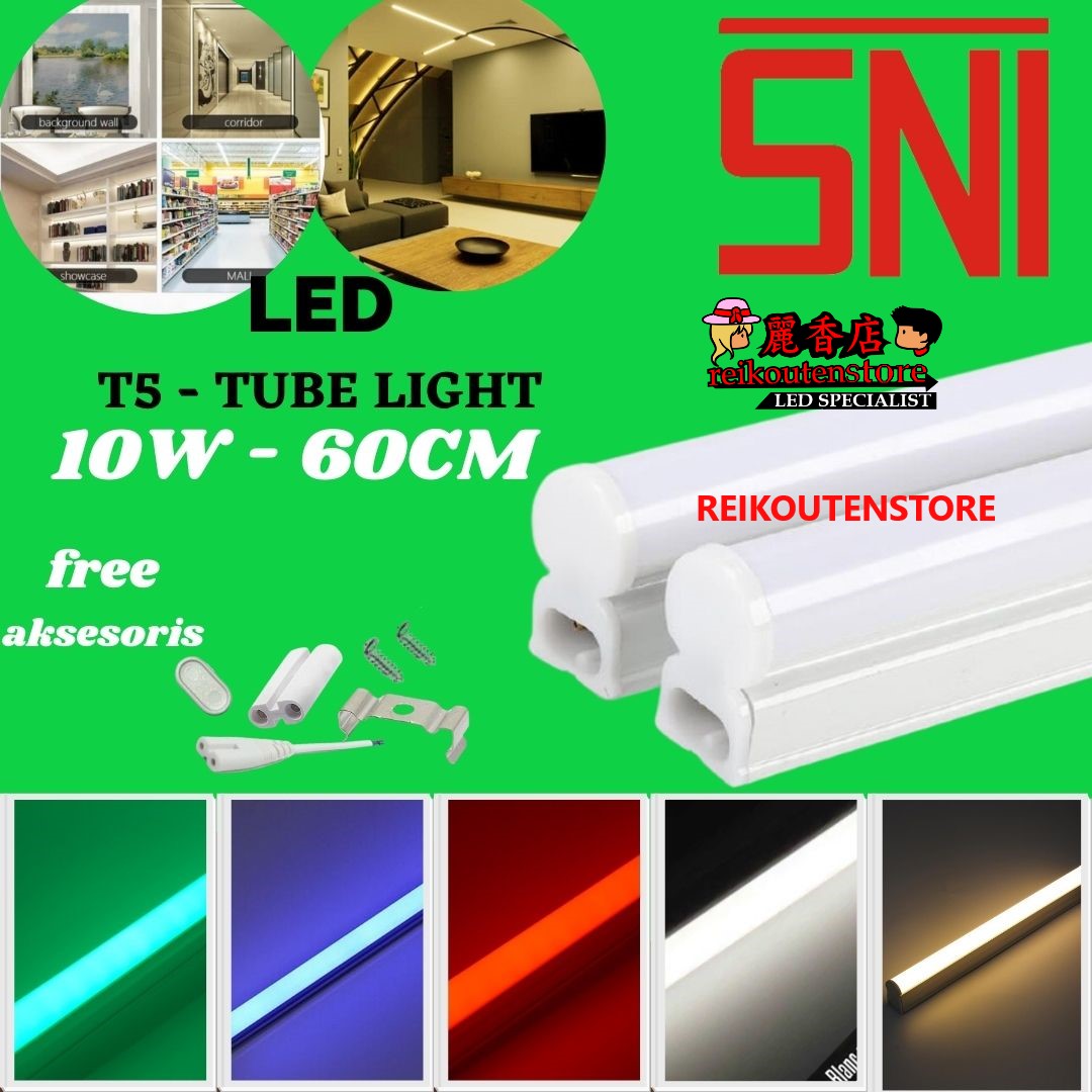Lampu Set TL neon tube LED T5 LED 60cm 10w 10watt 10 watt Anti pecah ...
