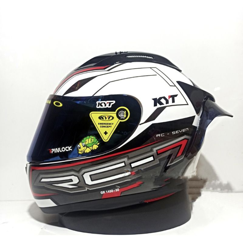Helm Full Face KYT RC Seven Series #14 White Red Original | Helm Pria ...