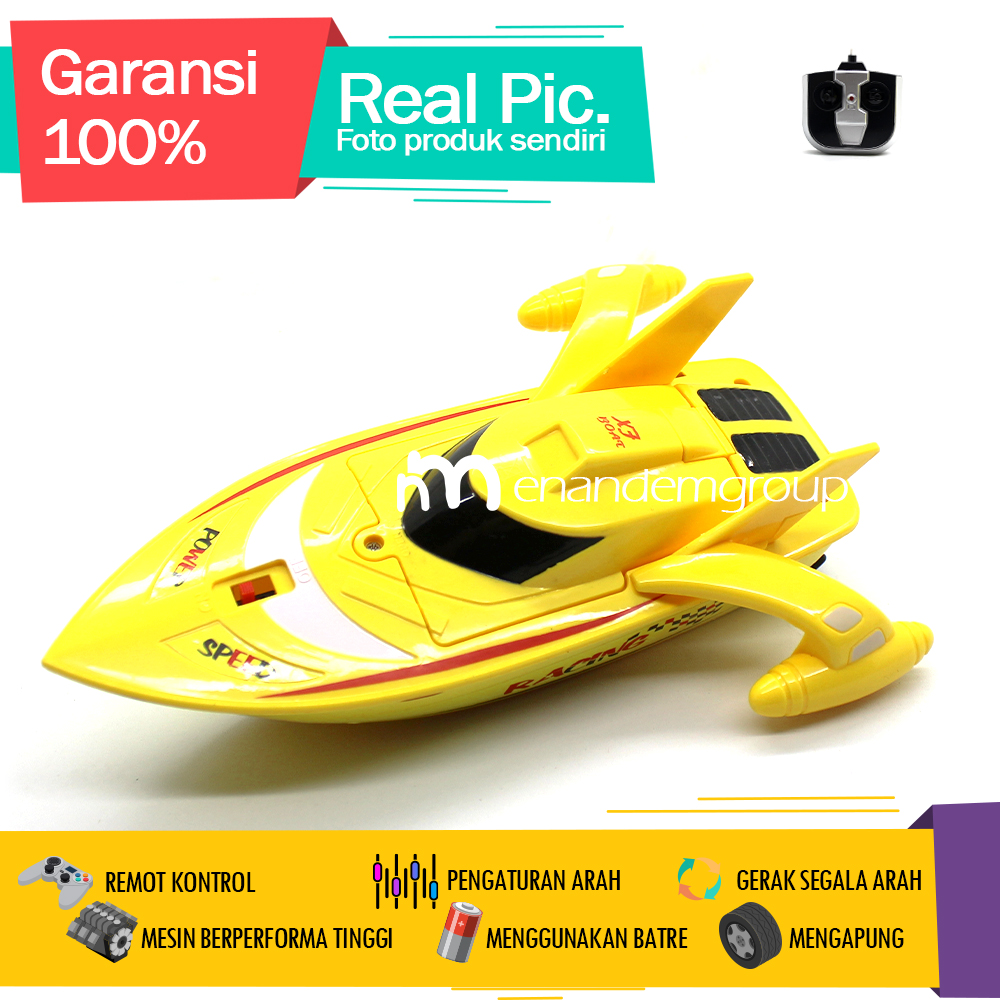 Mainan Remot Kontrol RC Perahu Kapal Super Speedboat Mengapung 2,4GHZ ...