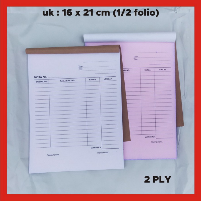 Nota Kosong Besar Kontan 2 Ply Polos Faktur Rangkap Polosan Penjualan ...