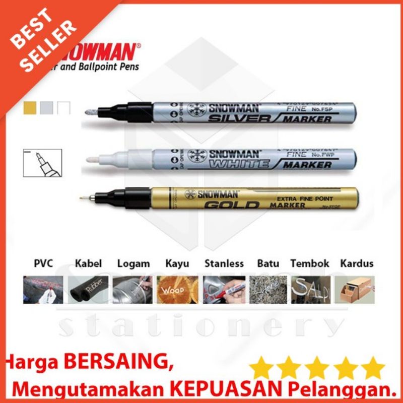 Snowman Paint Marker "EXTRA FINE TIPE" ECER Dengan 3 Pilihan Warna ...