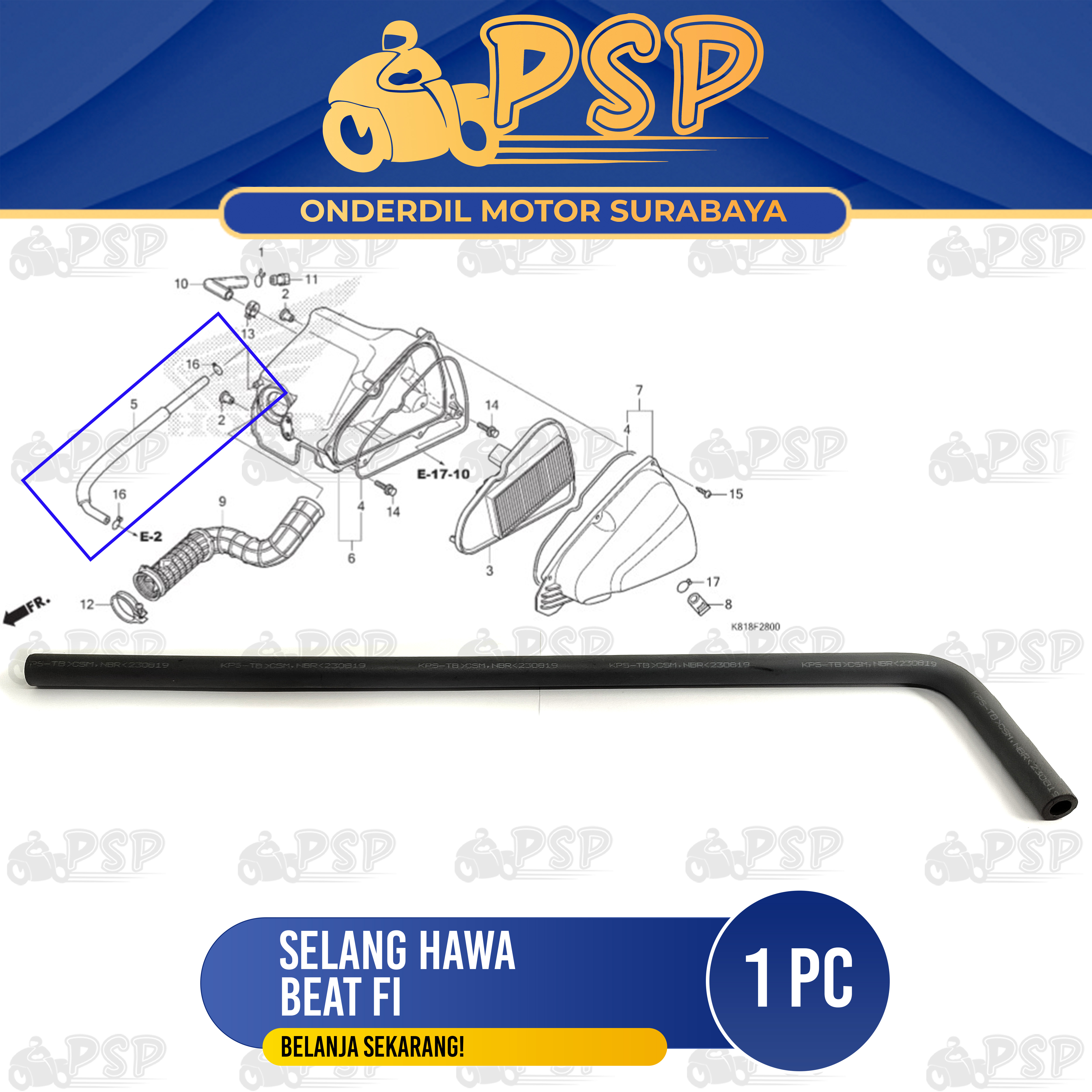 Selang Hawa / Udara Mesin Beat Fi - Slang Tali Seling Pipa Penghubung Untuk Pendingin Udara ...
