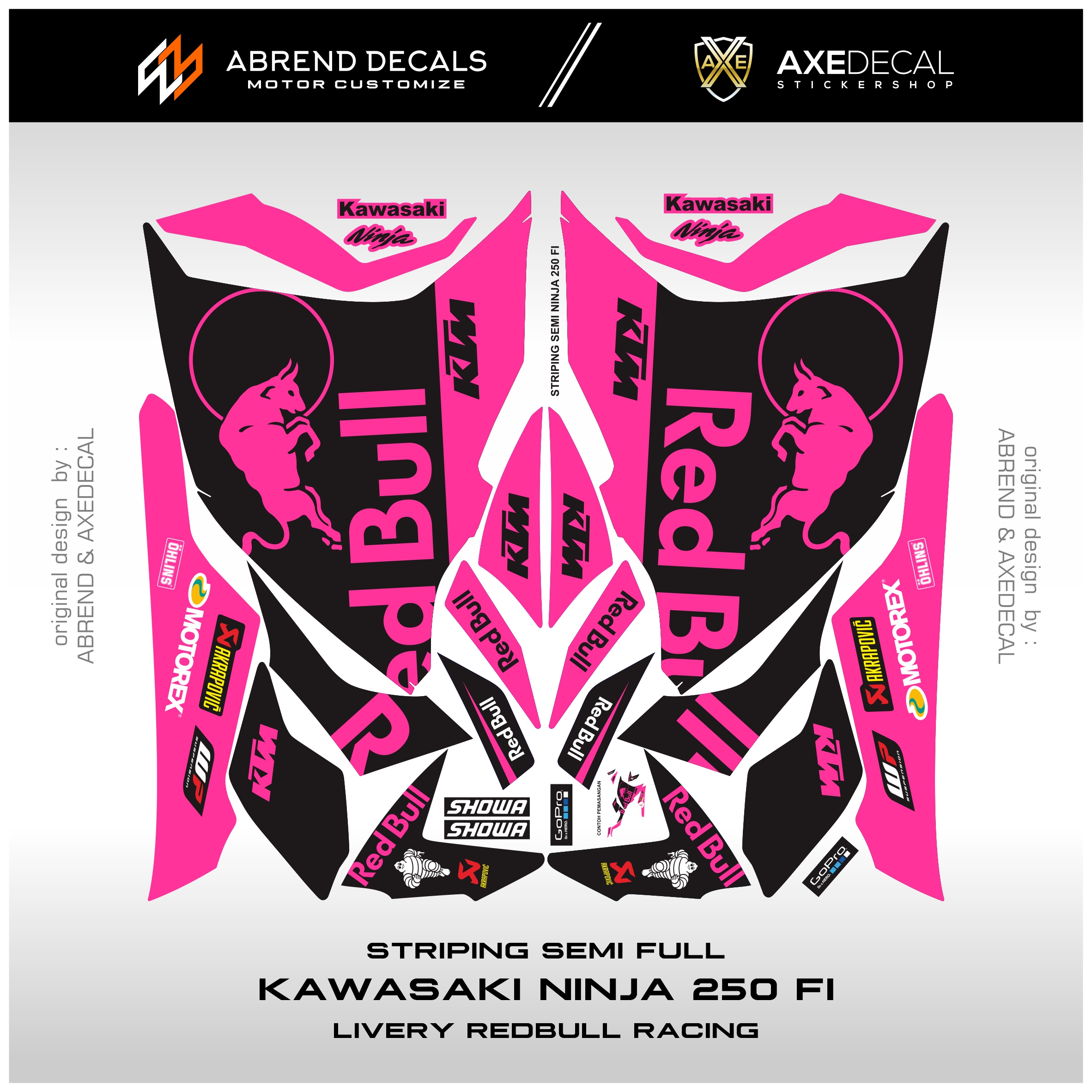 STRIPING NINJA 250 FI REDBULL / STIKER MOTOR KAWASAKI NINJA FI OLD ...
