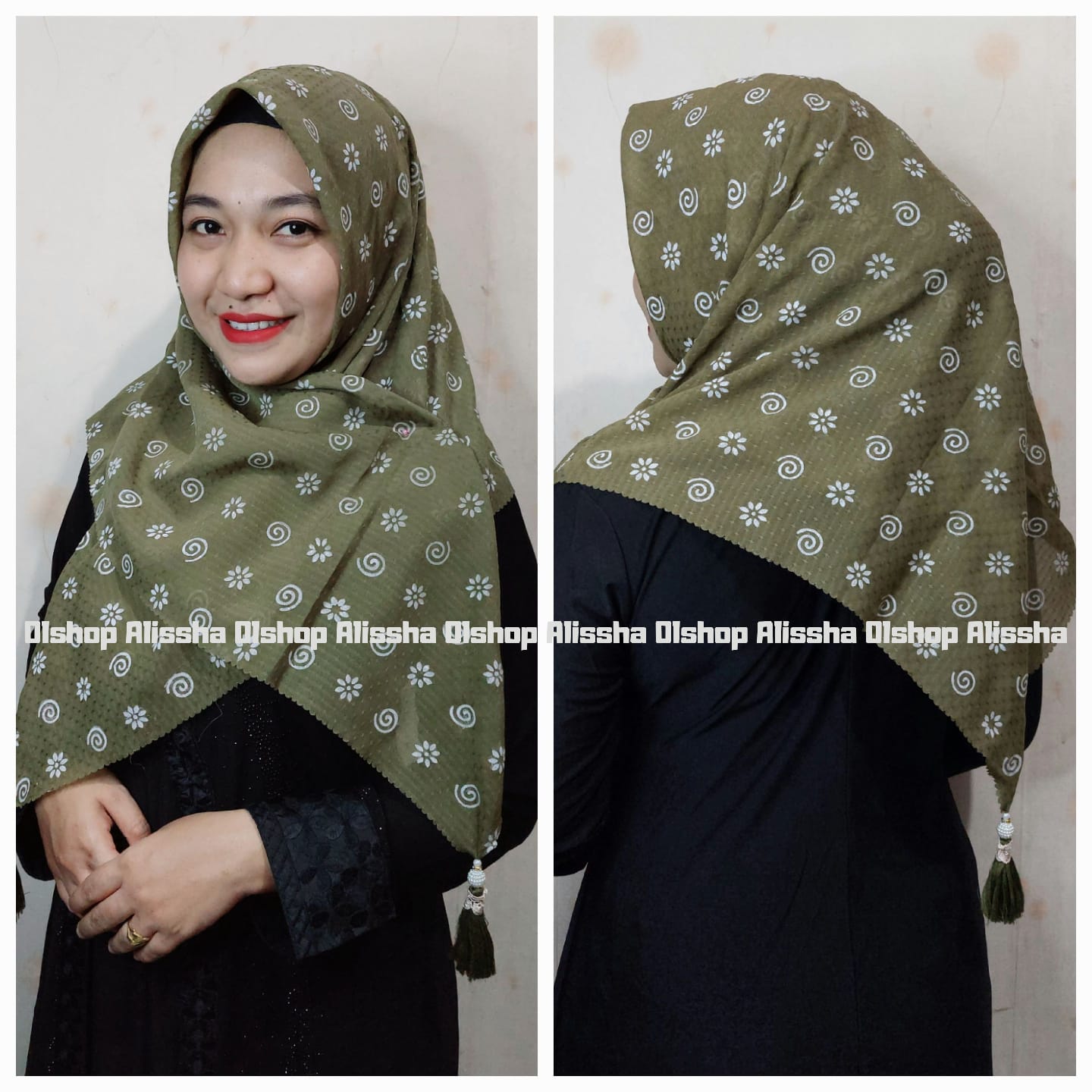 COD Segi Empat Segi empat motif Sablon Pom-pom Bahan Voal Laser Cut ...