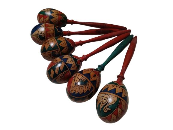 Marakas Gagang Kayu Lukis Oval Ukuran Kecil | Alat Musik Perkusi ...